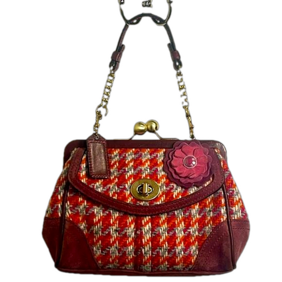 Coach | Bags | Vintage Coach Houndstooth Tweed And Suede Mini Satchel ...